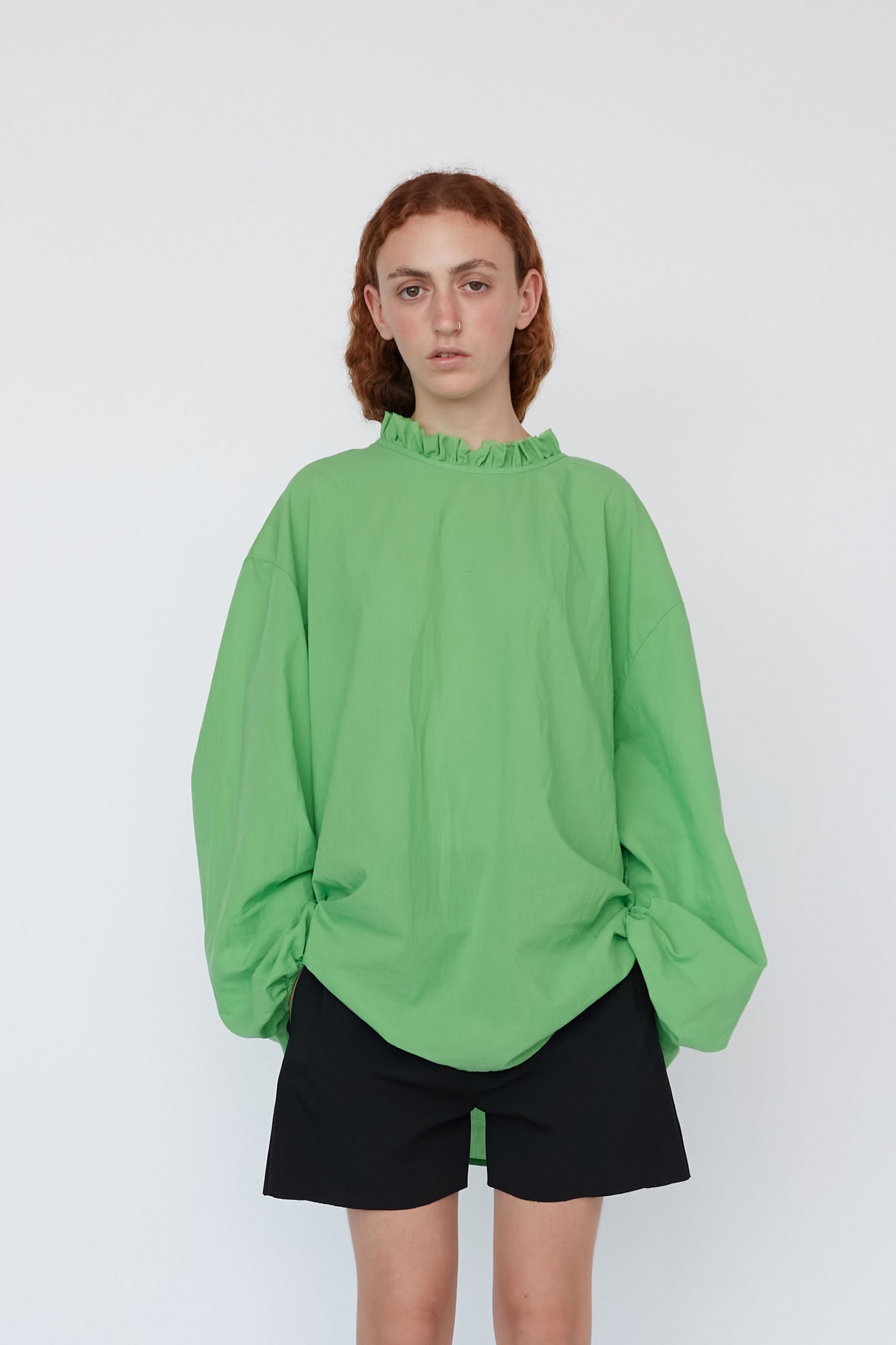 Green gathered collar blouse - Roni Bar | Wear Your Self